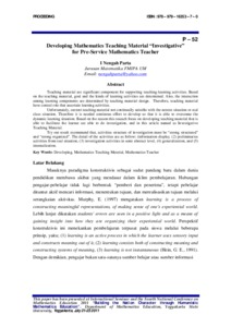 Developing Mathematics Teaching Material “Investigative” for Pre-Service Mathematics Teacher ...